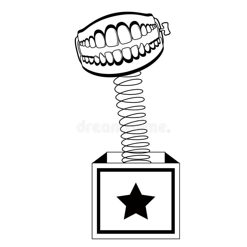 Silhouette of a Joke Box with Funny Teeth Stock Vector - Illustration ...