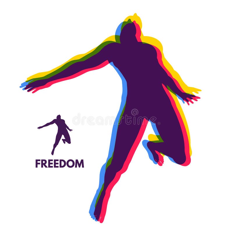 Silhouette of a Jumping Man. Freedom Concept Stock Vector ...