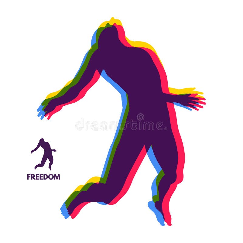 Silhouette of a Jumping Man. Freedom Concept Stock Vector ...
