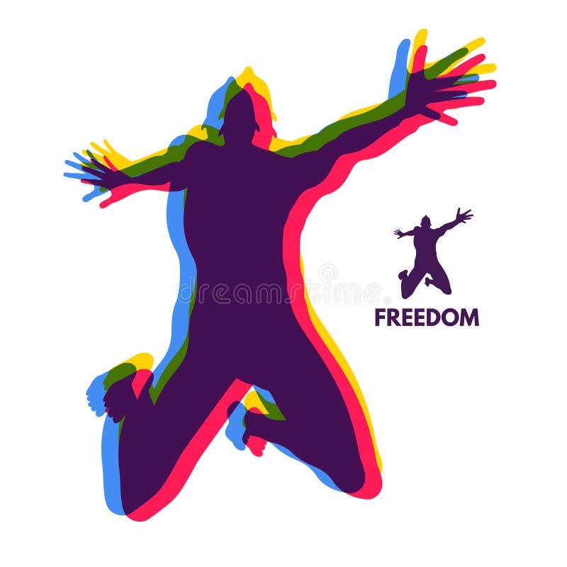 Silhouette of a Jumping Man. Freedom Concept Stock Illustration ...