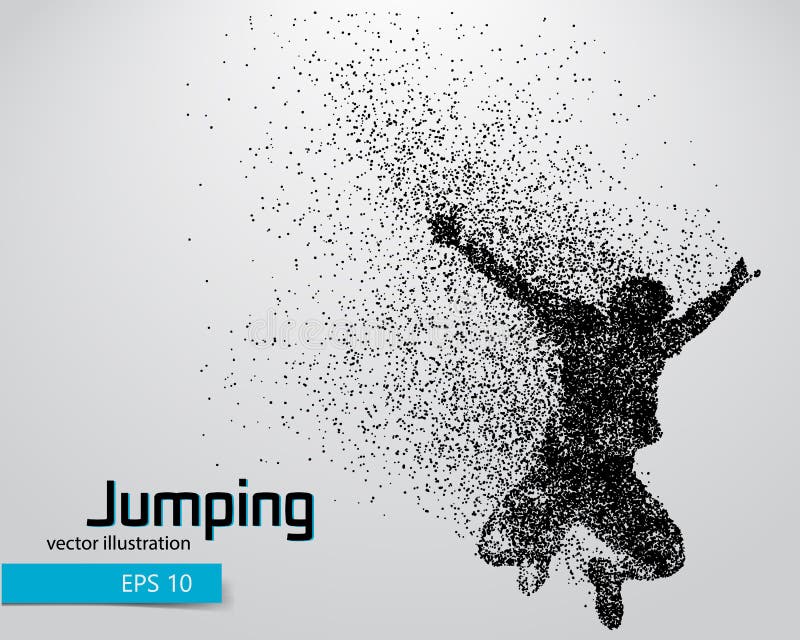 Silhouette of a Jumping Man from Particles. Stock Illustration ...
