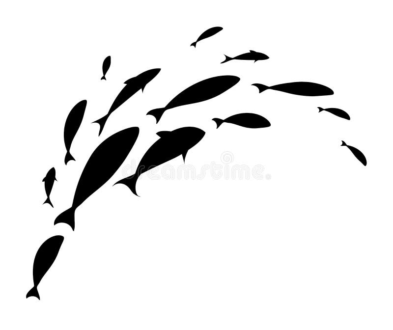 Silhouette of Jumping School of Fish. Logo Template Design Stock ...