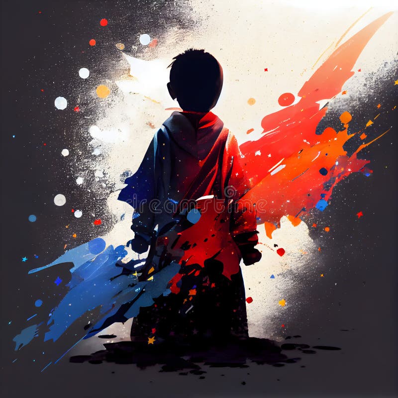 Silhouette of a Karateka on a Colorful Abstract Background Stock ...