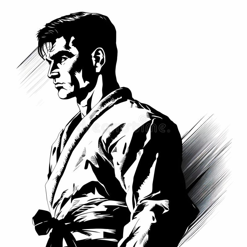 Silhouette Of Karate Guy Generative Ai Stock Illustration Illustration Of Black Sportsman