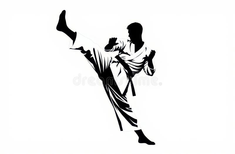 Silhouette of a Karate Practitioner at 5-12-2024 Stock Illustration ...