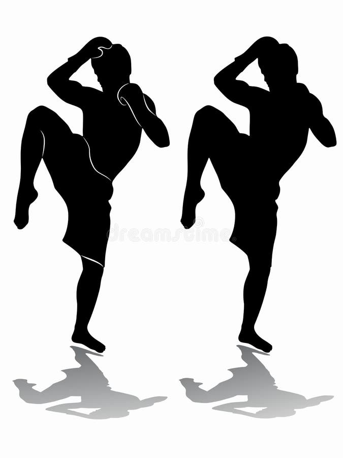 Male Kickboxer Outline stock vector. Illustration of kickboxer - 33117292