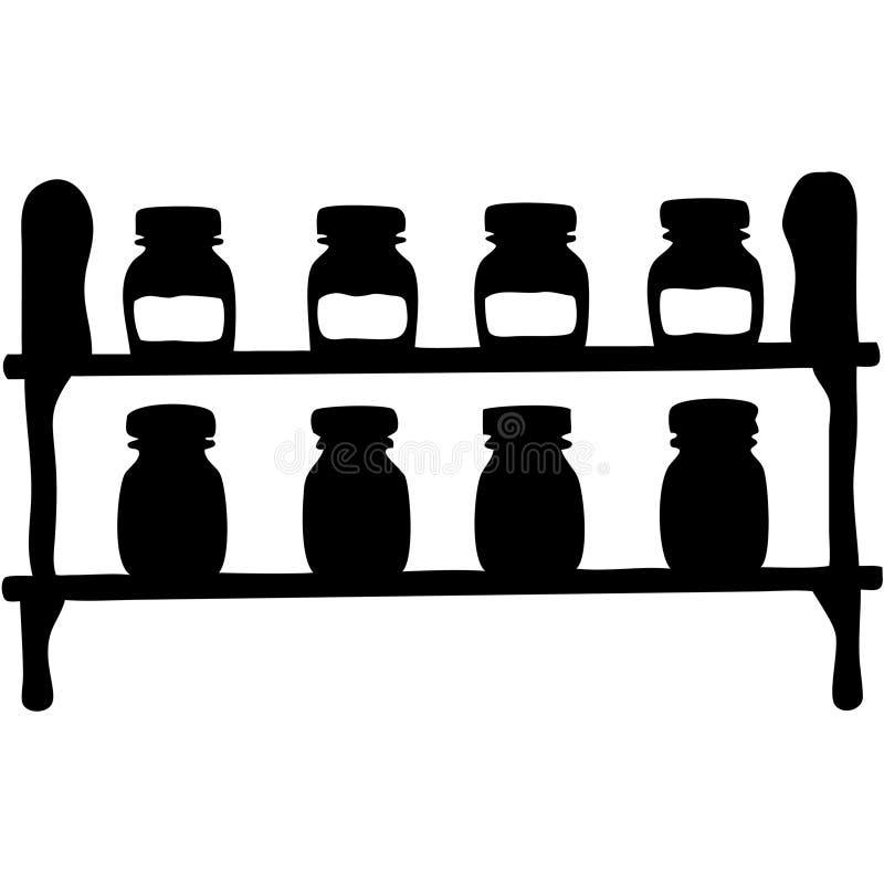 Silhouette Kitchen Spice Rack with Jars Vector for Decorative and ...