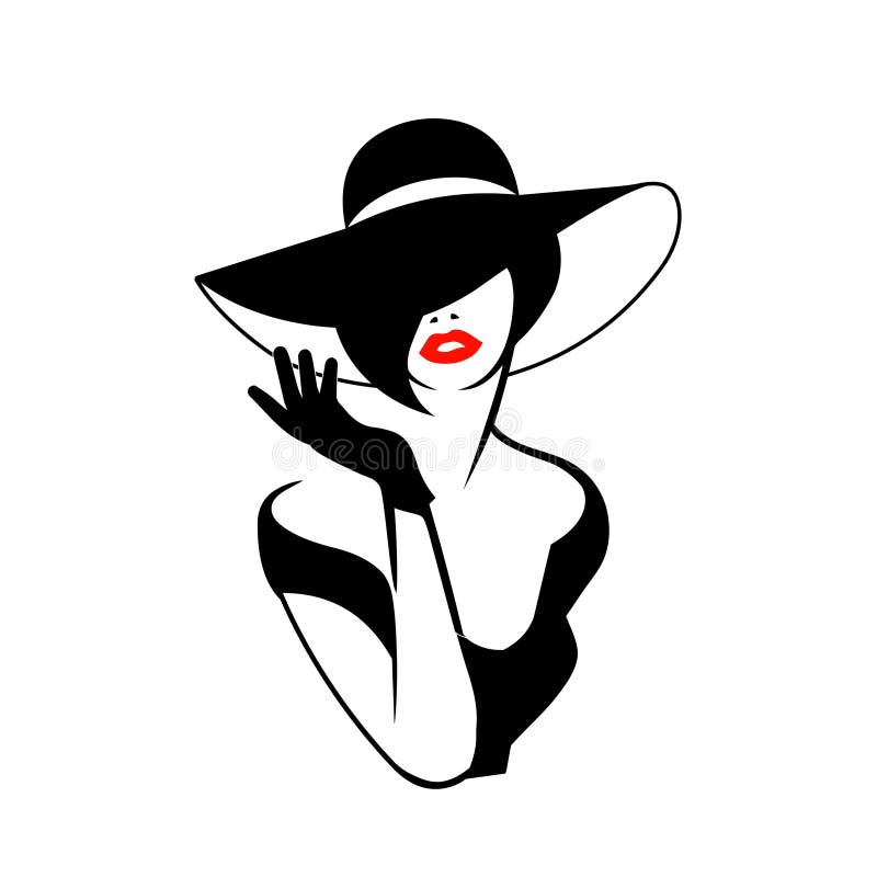 Silhouette of a Lady in a Hat Stock Vector - Illustration of beautiful ...