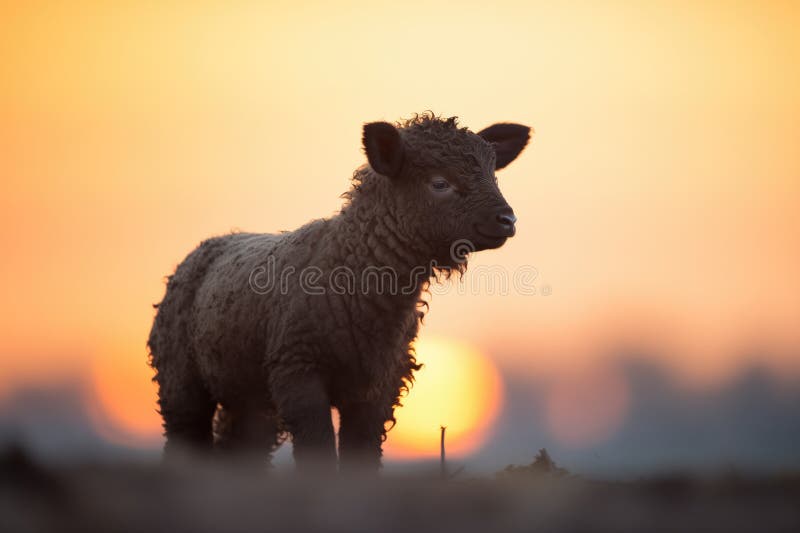Silhouette of Lamb at Sunset Stock Photo - Image of light, countryside ...