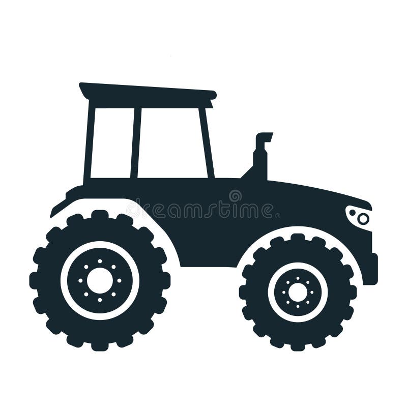 Silhouette of a Large Agricultural Tractor on a White Background. Stock ...