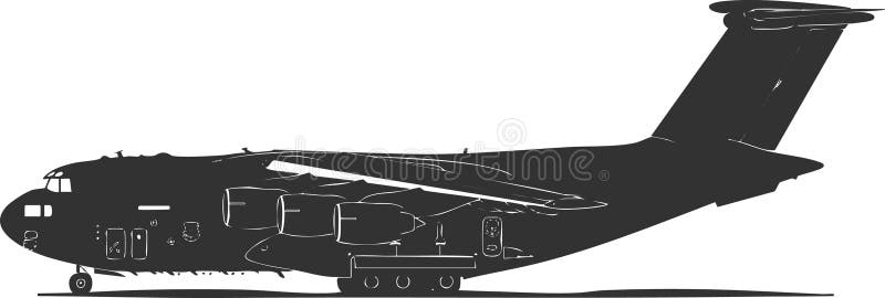 Silhouette of a Large Cargo Airplane in Side View Illustration. Stock ...