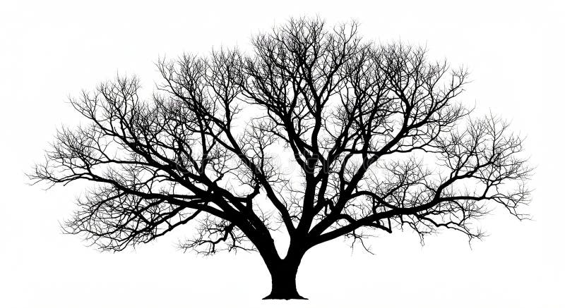 Silhouette of a Leafless Tree with Numerous Branches Extending Outward ...