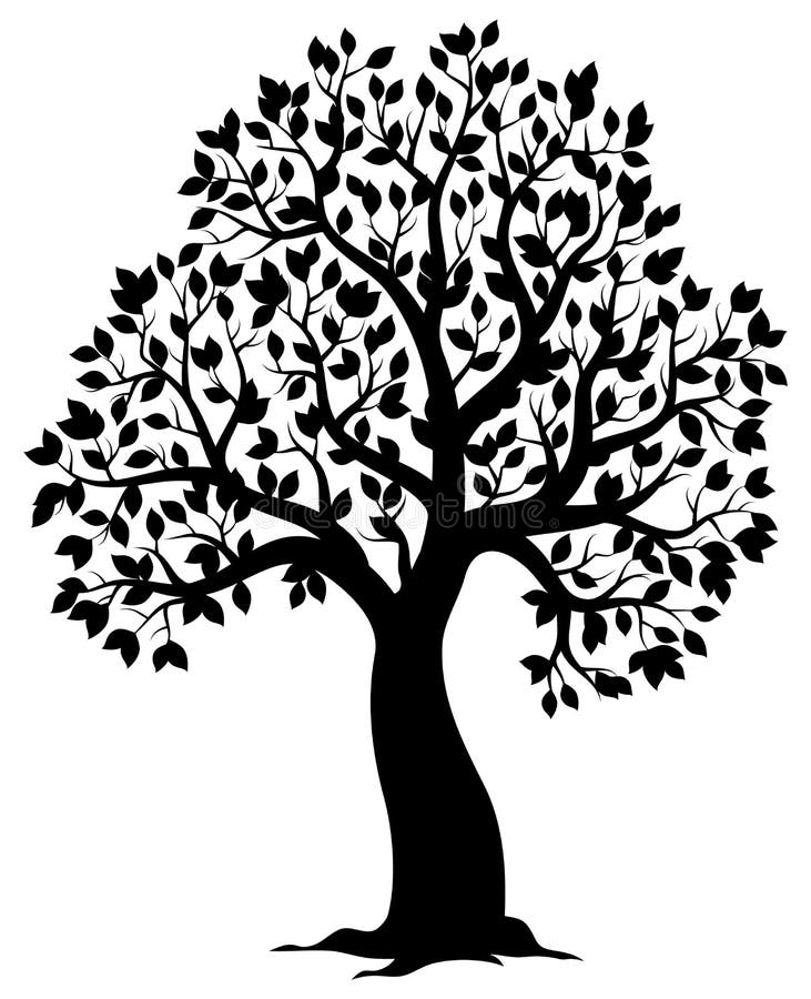 Leafy tree silhouette stock vector. Illustration of silhouette - 9568348