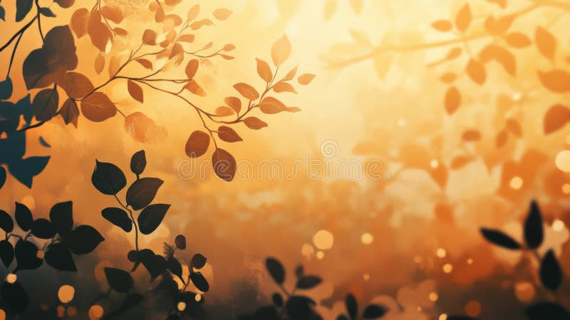 Silhouette Leaves Backlit by Warm Sunset Light Stock Illustration ...