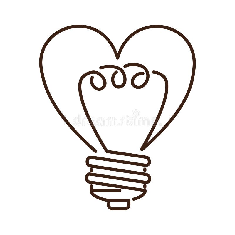 Silhouette Light Bulb Flat Icon in Heart Shape Stock Vector ...