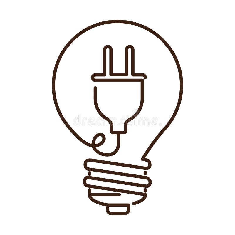 Silhouette Light Bulb Flat Icon with Plug Shape Stock Illustration ...