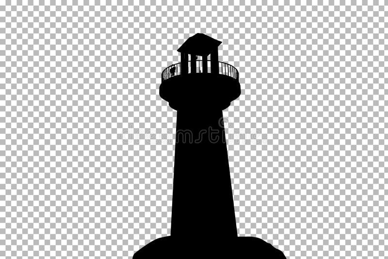Silhouette of Lighthouse on the Rock Isolated Stock Illustration ...