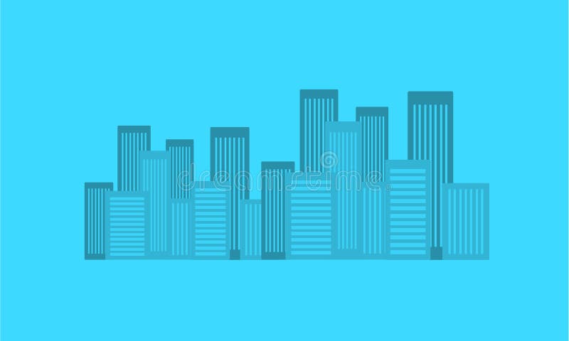 Silhouette of Line Building with Blue Backgrounds Stock Vector ...