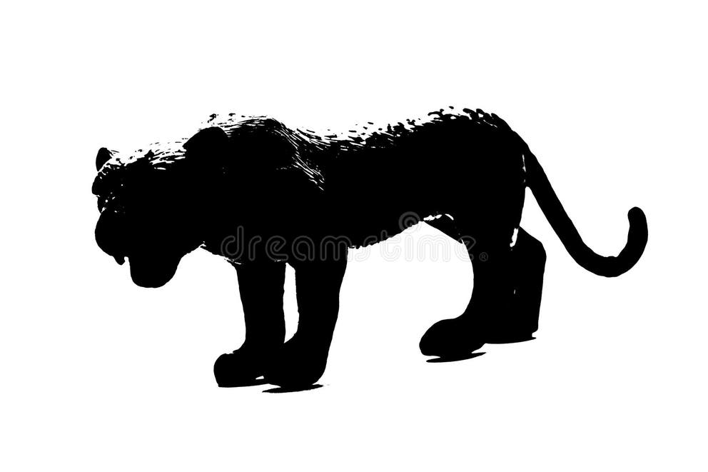 Silhouette of Lioness Model Stand on White Background Stock Photo ...