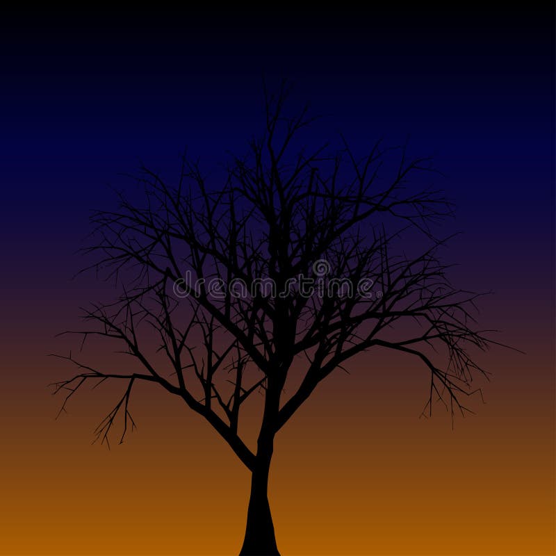 Silhouette of a Lone Tree. Vector Illustration Eps10 Stock Illustration ...
