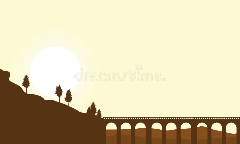 Silhouette of Long Bridge Landscape Stock Vector - Illustration of ...