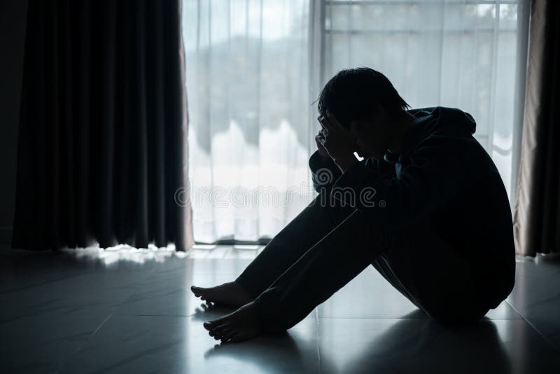 Silhouette of Lost Cast Long Shadow, Embodying Deep Despair and ...