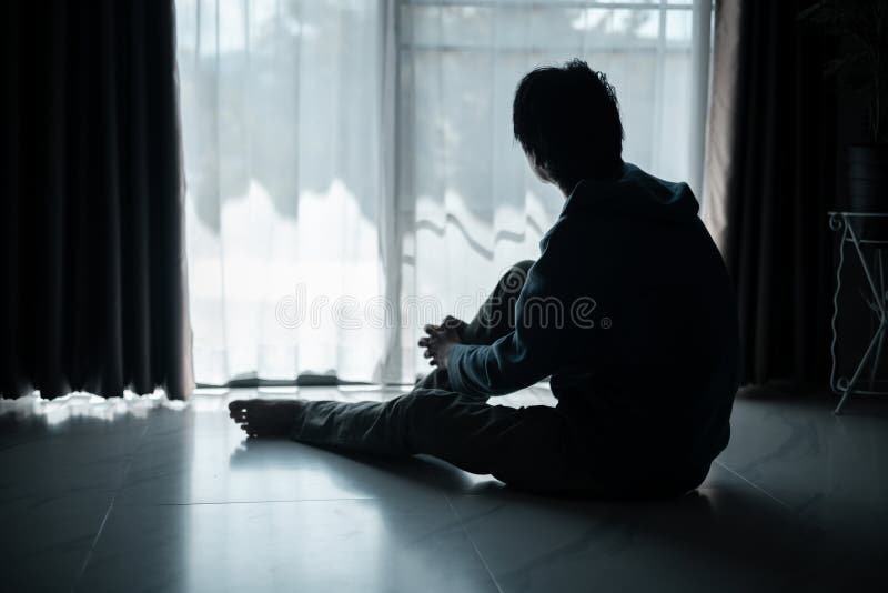 Silhouette of Lost Cast Long Shadow, Embodying Deep Despair and ...