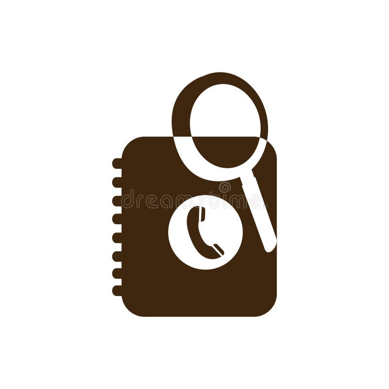 Silhouette Magnifying Glass with Phone Book Icon Stock Illustration ...