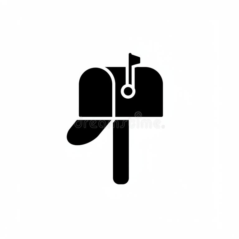 Silhouette of a Mailbox Icon, Featuring a Rectangular Box with a ...