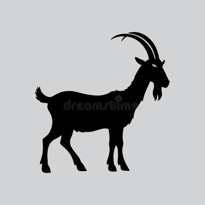 Silhouette of a Majestic Goat Standing Vector Illustration Stock ...