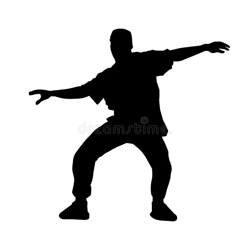 Silhouette of a Male Dance Performer in Action Pose. Stock Vector ...