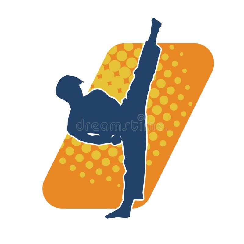 Silhouette of a Male Doing Martial Art Kick Pose. Stock Vector ...