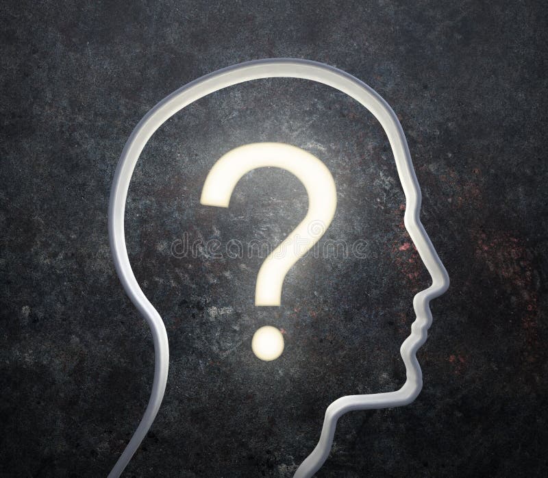 Silhouette of a Male Face with a Glowing Question Stock Photo - Image ...