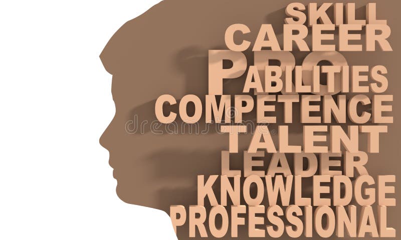 Silhouette of a Male Head and Competence Theme Words Cloud Stock ...