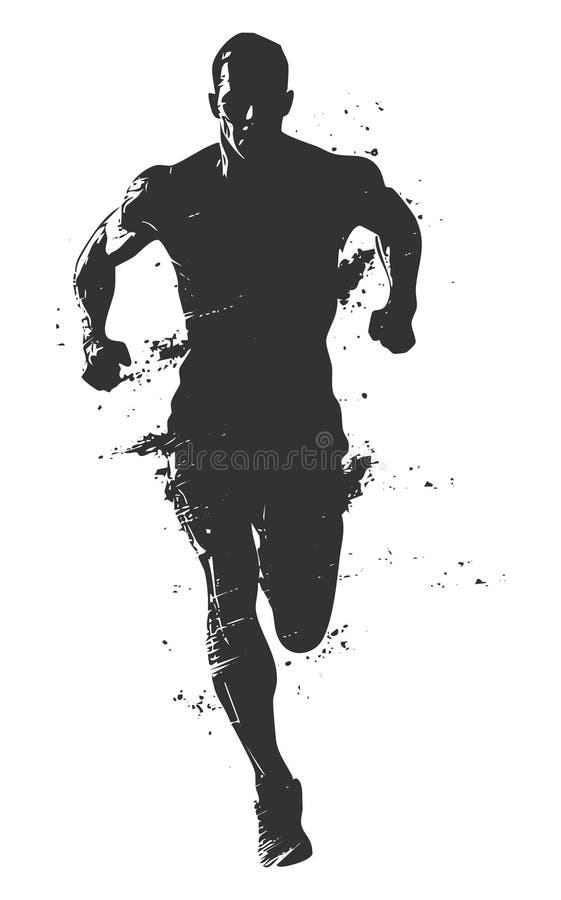 Silhouette of a Male Runner in Motion, Showcasing Speed and Athleticism ...