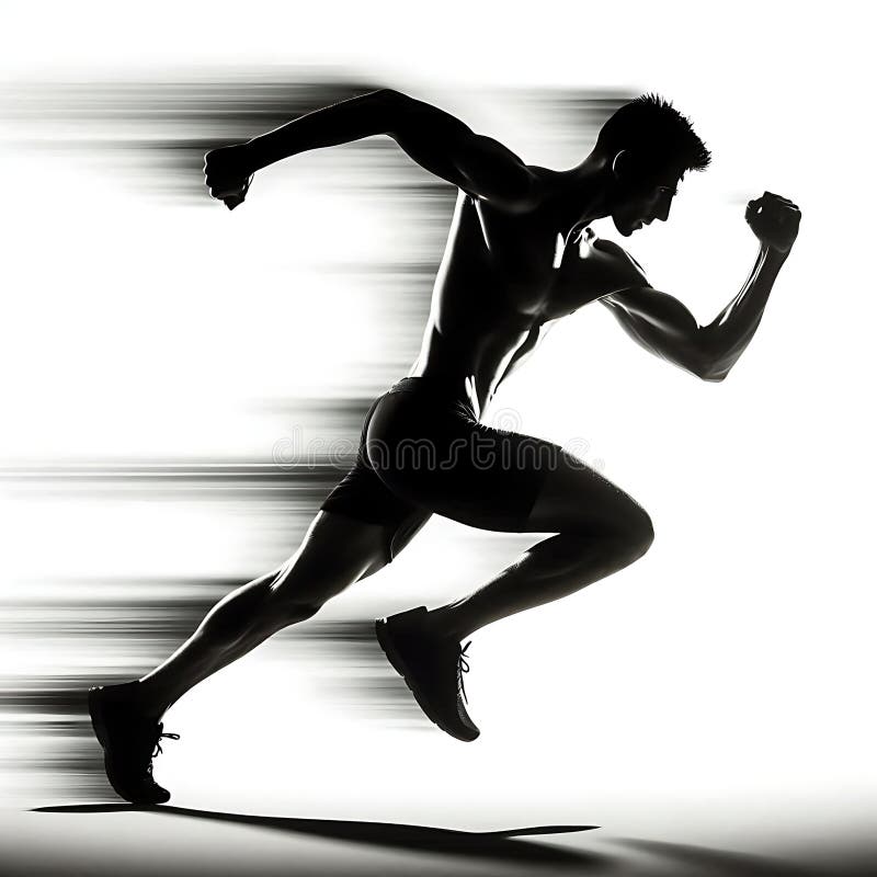 Dynamic Silhouette of a Sprinter in Full Motion Isolated on White ...