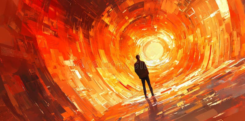 Silhouette of a Man in Bright Light, Abstract Digital Art Stock Image ...