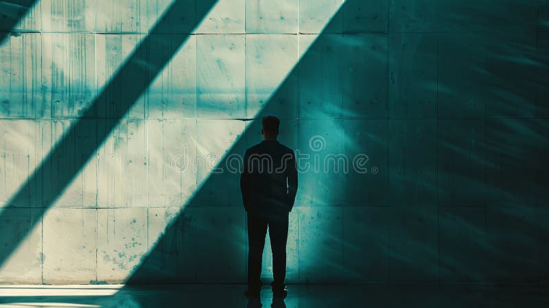 Silhouette of a Man in Bright Light Casting Striking Shadow, Conceptual ...