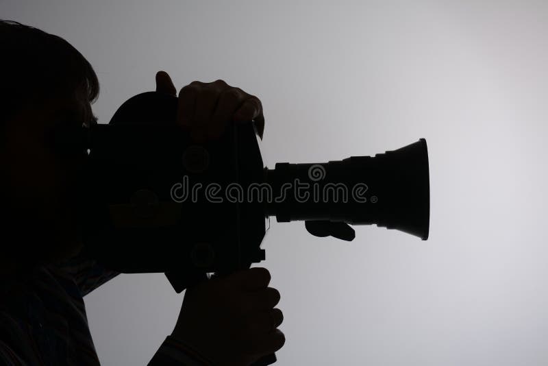 Silhouette of Man Camera Side Stock Photo - Image of journalist, cinema ...
