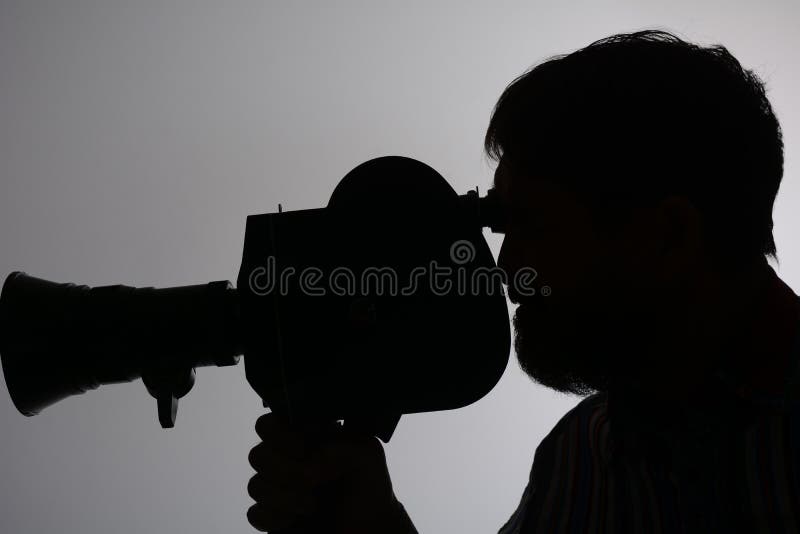 Silhouette of Man Camera Side Stock Photo - Image of journalist, cinema ...