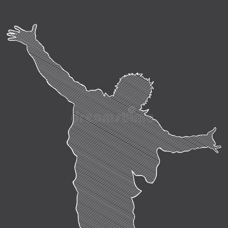 Silhouette of a Man Cheering. Vector Illustration Decorative Design ...