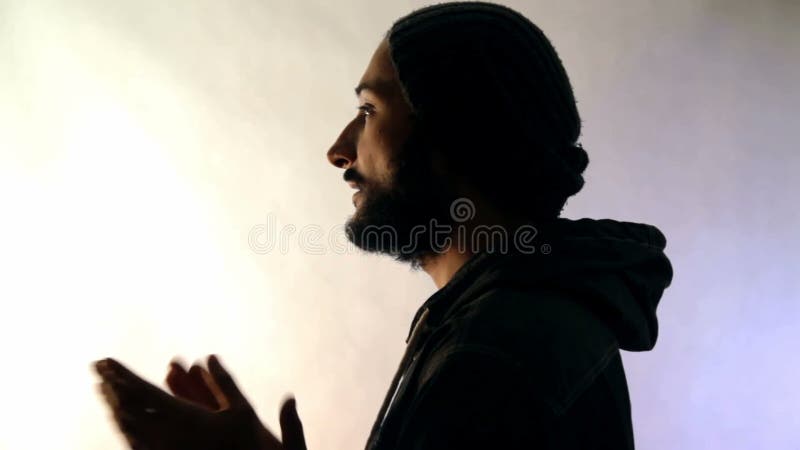 Silhouette clap man stock video. Video of agreement - 276693231