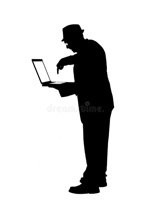 Silhouette with Clipping Path of Woman with Laptop and Headphone Stock ...