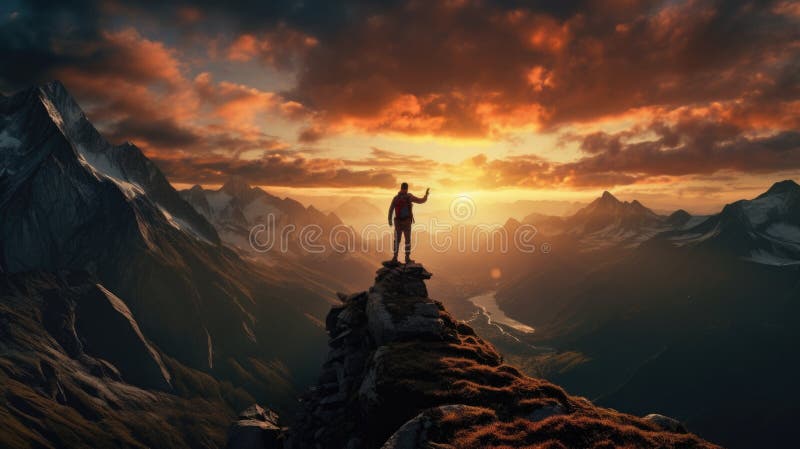 Mountain Conquer Silhouette Stock Illustrations – 244 Mountain Conquer ...