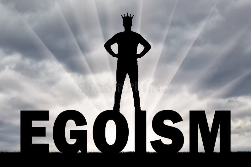 Silhouette of a Man with a Crown on His Head is on the Word Ego Stock ...