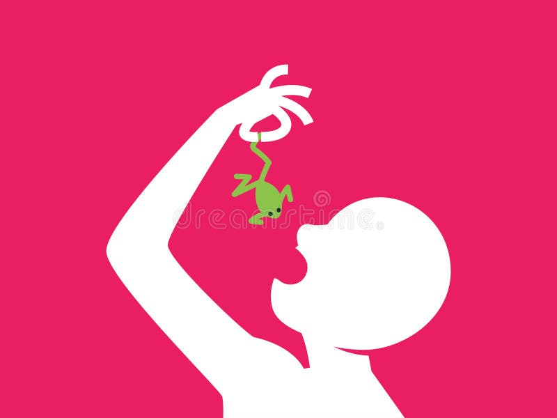 A Silhouette of a Man Eating the Frog. Isolated Vector Illustration ...