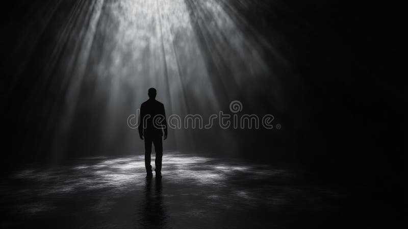 Silhouette of a Man Emerging from Deep Shadows Stock Image - Image of ...