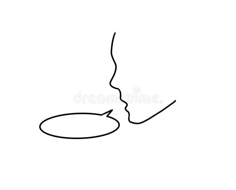 Silhouette of a Man Face Profil with Bubble Speech, Talking Stock ...