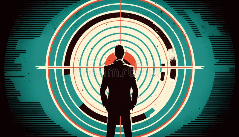 Silhouette of a Man in Front of a Target. Vector Illustration Stock ...