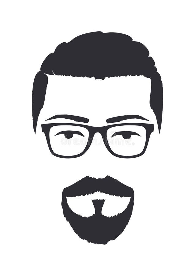 Silhouette of a Man with Glasses and Goatee Beard. Hand Drawn Vector ...